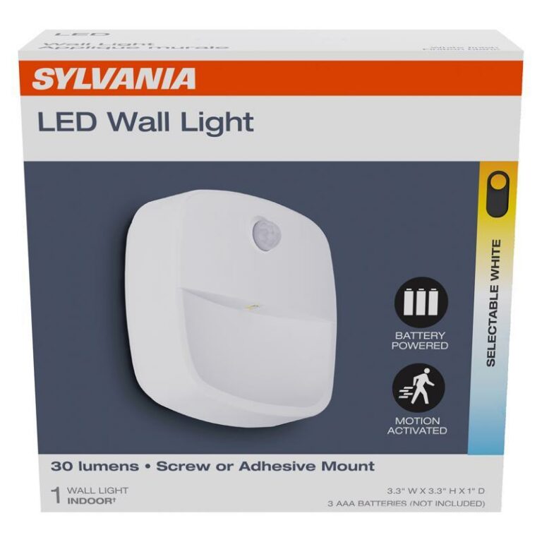 Sylvania Motion-Sensing Battery Powered LED White Security Wall Light ...